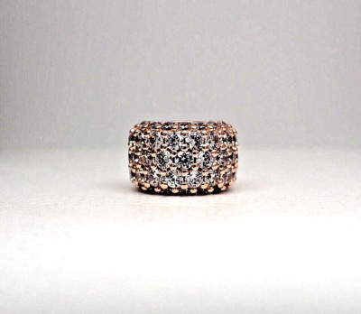 Authentic Pandora #782820C01 Sparkling Pave Triple-row Charm Rose ...