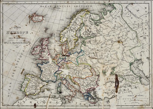 1846 Bocage Map - Europe - Italy Spain France Germany Austria Britain ...