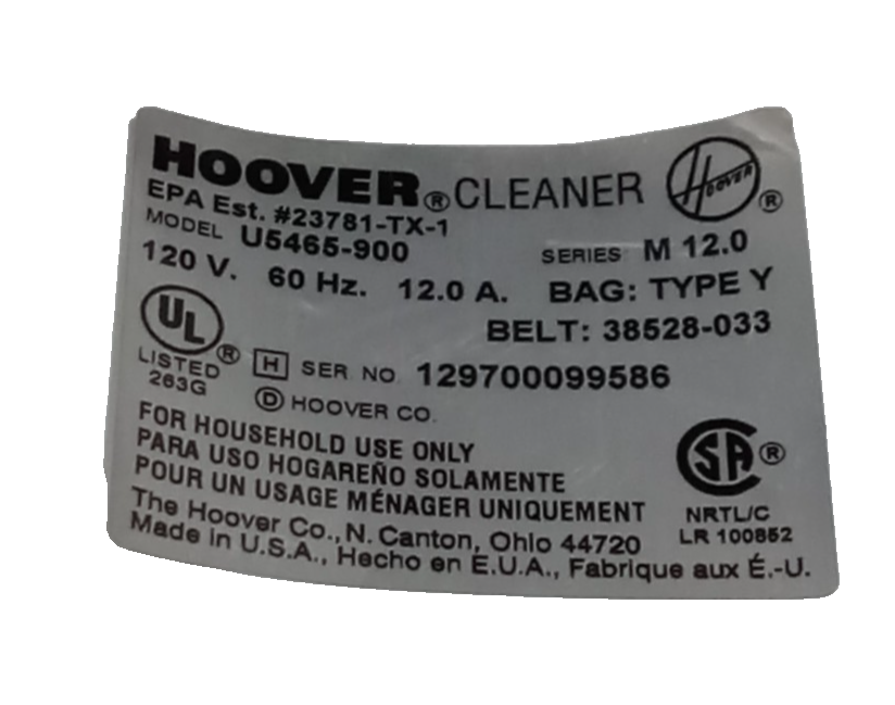 Rear Wheel w/ Axle Clip HOOVER U5465-900 WindTunnel Deluxe Upright ...