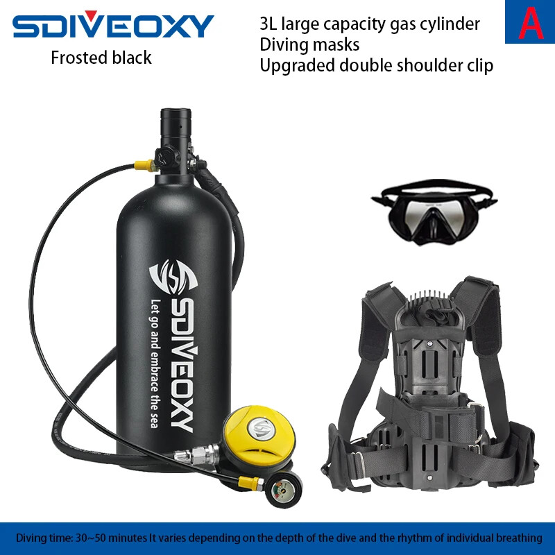Scuba Diving Kit Full Face Snorkel Mask 4L Air Oxygen Tank 3000PSI ...