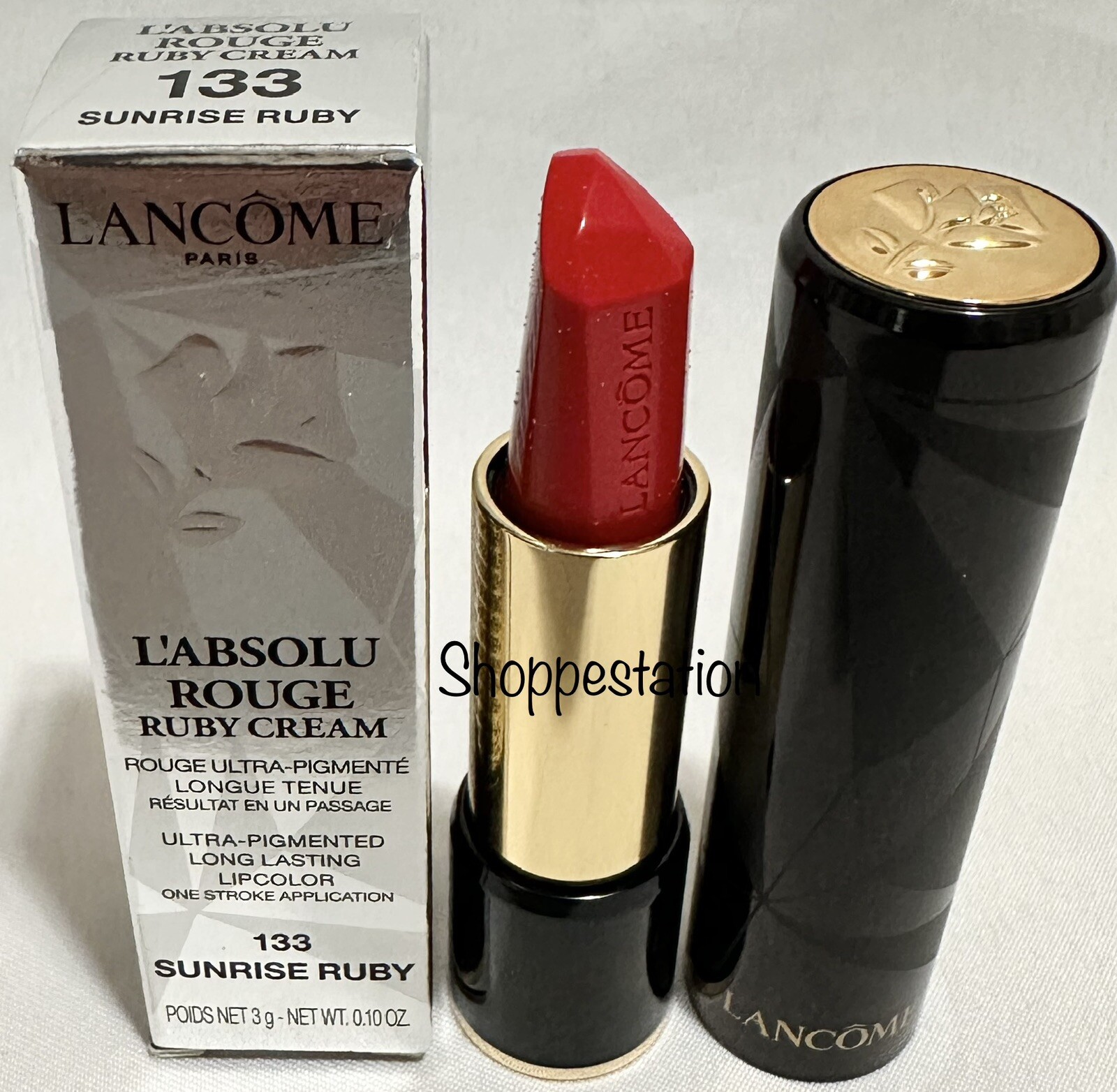 Lancome L'Absolu Rouge Ruby Cream Lipstick Shade 133 SUNRISE RUBY New ...