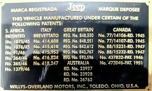5 X Willys Jeep Engine Brass Data Number Plate | eBay