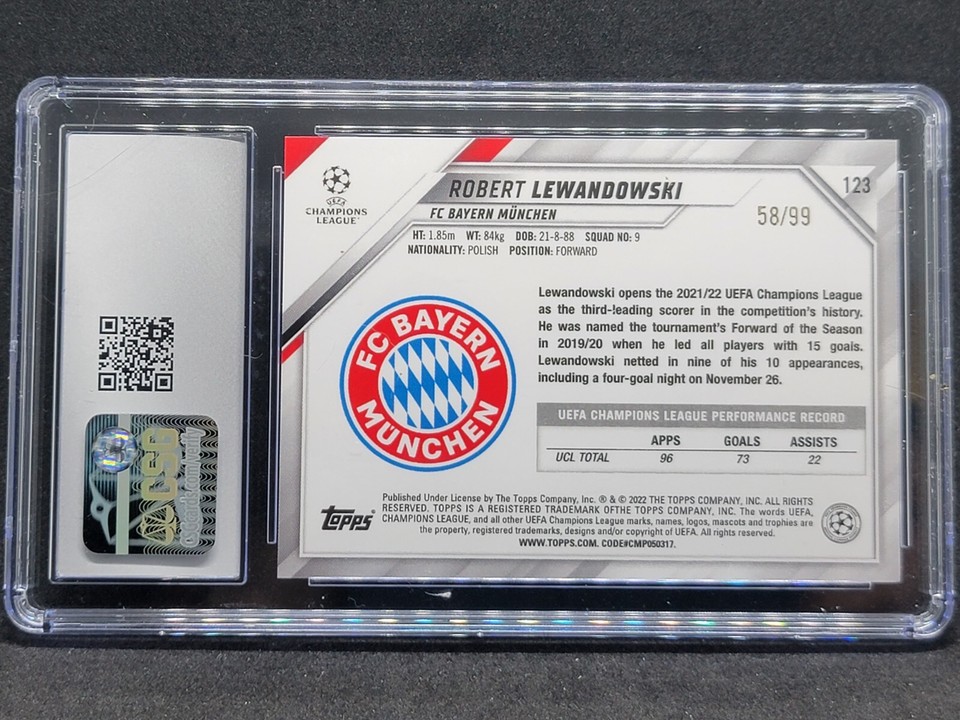 ROBERT LEWANDOWSKI 2021-22 Topps Chrome UEFA Sapphire #123 Yellow /99 ...