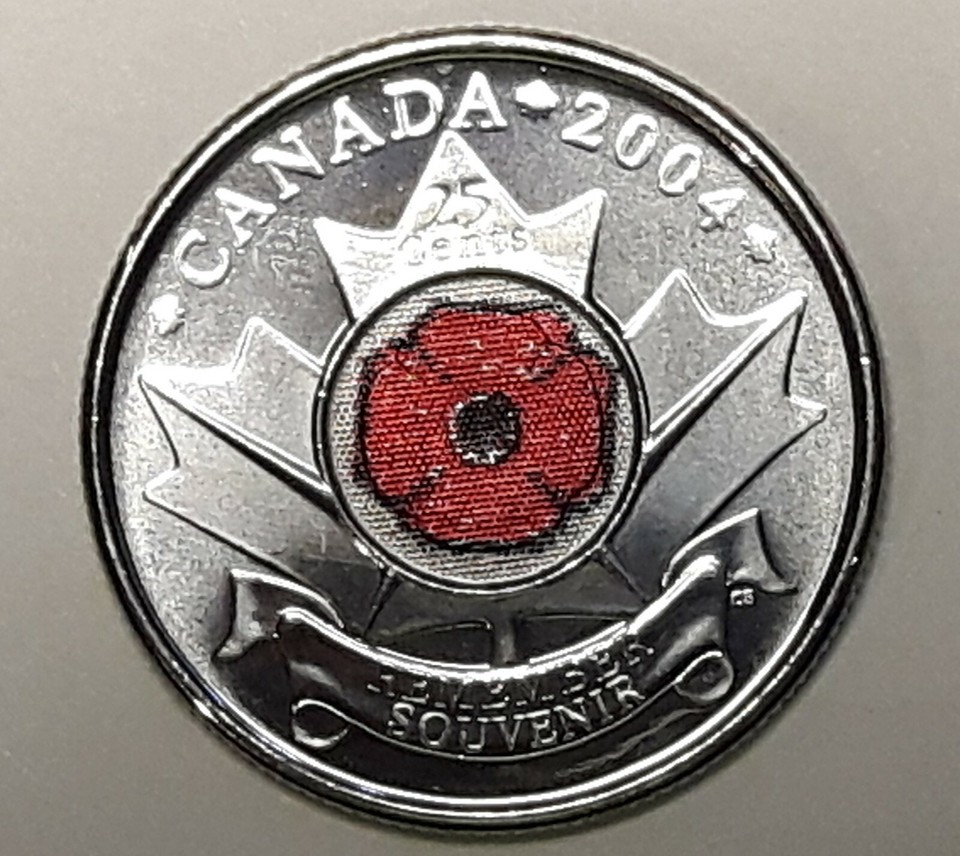 2004 CANADA 25 Cent RED Poppy 'REMEMBER' Quarter From Mint Roll UNC | eBay