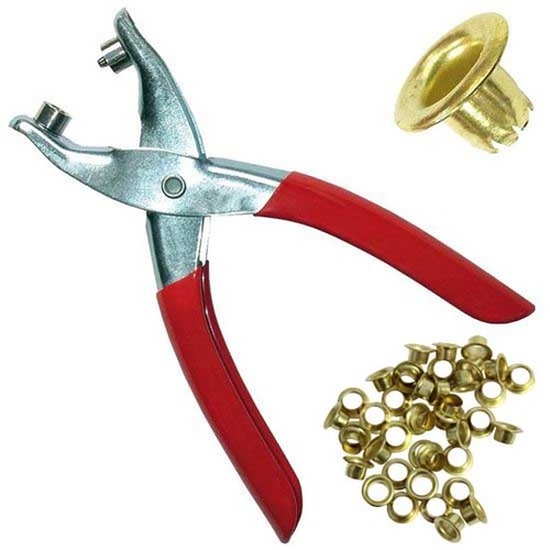 Pinza occhiellatrice occhielli ottone manuale manico gommato acciaio ...