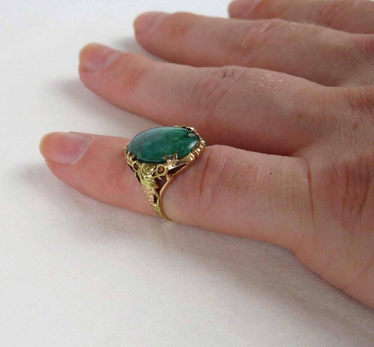 Antique Tricolored 10K Gold and Turquoise Signed Ring - Size 4.5 | eBay