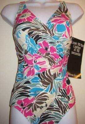 MIRACLESUIT OCEANUS MIRACLE FLORAL SWIMSUIT TEAL SWIMMING COSTUME ...