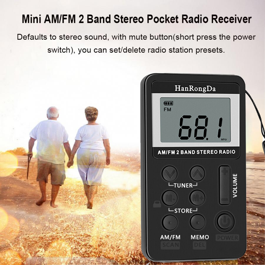 Mini Portable Pocket AM/FM Radio Receiver Digital LCD Player with ...
