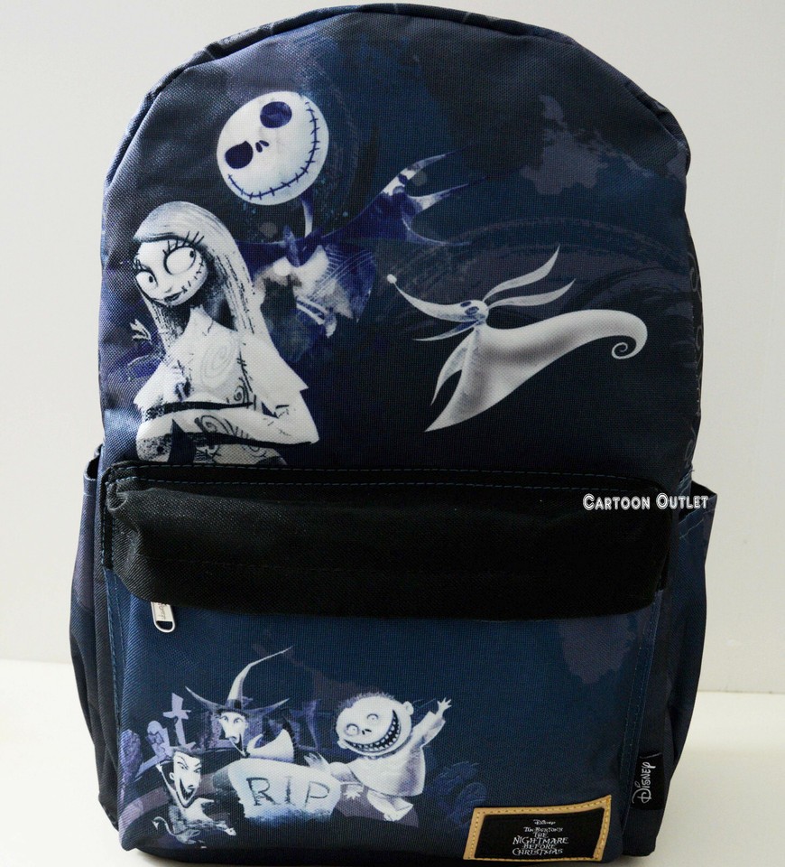 Disney Jack Skellington Sally Large Backpack 16" Bag Lock Shock Barrel ...