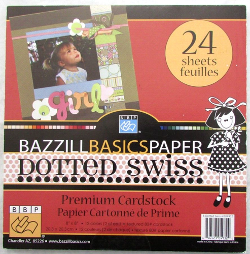 BAZZILL BASICS PAPER DOTTED SWISS 8x8 23ct PAPER PAD FOR SCRAPBOOKING ...