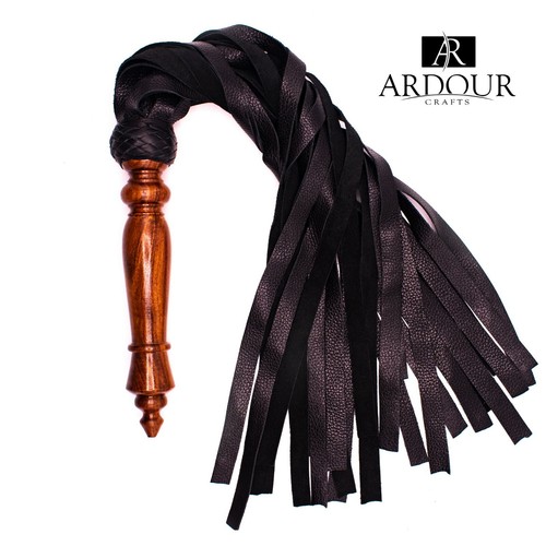 Real Cowhide Leather Flogger 25 Tails Handcrafted Wooden Handle ...