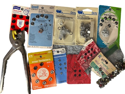 Vintage Sewing Snap Fasteners & TOOL Pearl Scovill Dyno Gripper Fashion ...