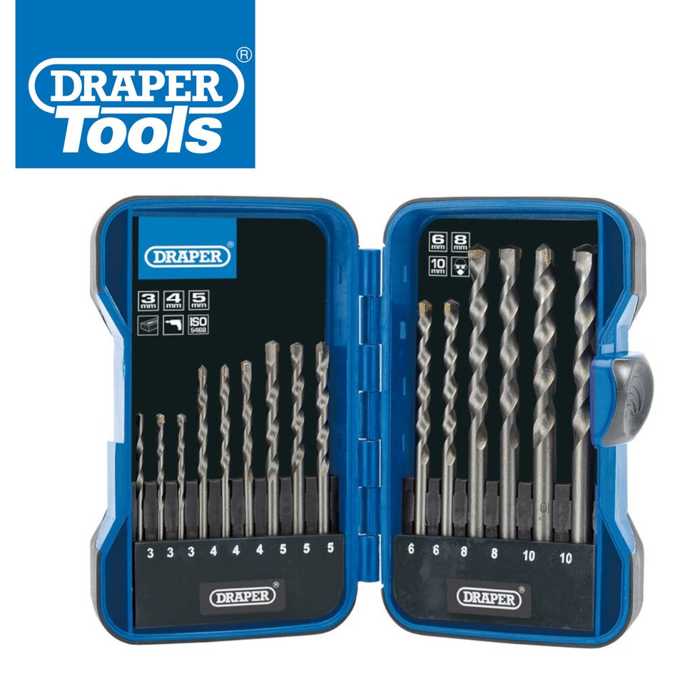 Professional Draper Masonry Drill Bit Set 15 Piece Kit Heavy Duty ...