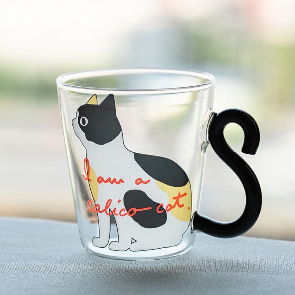 Heat Resistant Transparent 250ml Glass Cat Cup Coffee Tea Cup With ...