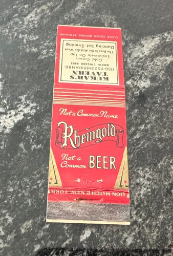 A) RHEINGOLD BEER MATCHBOOK COVER UNITED STATES BREWING CHICAGO IL ...