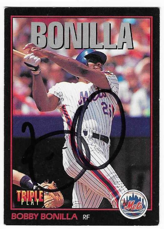 BOBBY BONILLA 1993 TRIPLE PLAY AUTOGRAPHED SIGNED # 173 NEW YORK METS ...