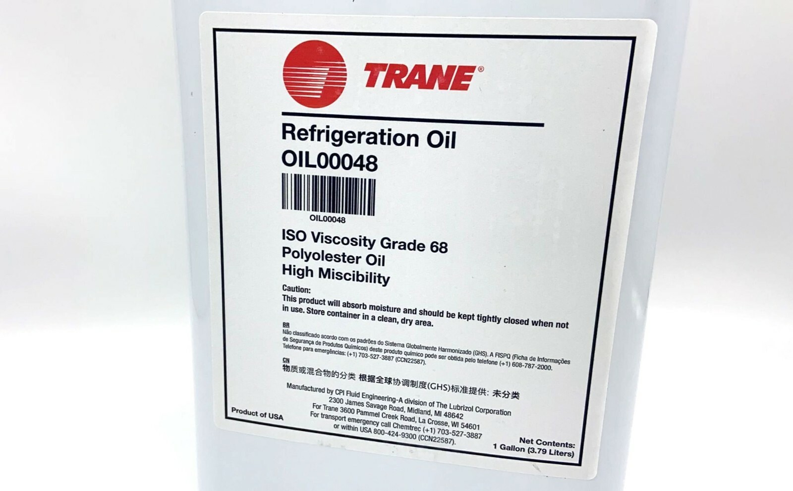 TRANE OIL00048 Refrigeration Oil OIL-00048, 1 Gal (3.79 Liters) | eBay