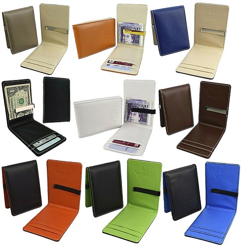 Magic Wallet Metal Money Clip Black Clutch ID Card Holder Faux Leather ...