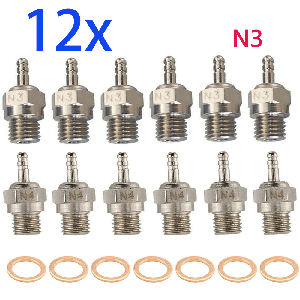 12X Glow Plug Fit For Nitro RC Car #3 N3 70117 Hot 18 21 Engine Traxxas ...