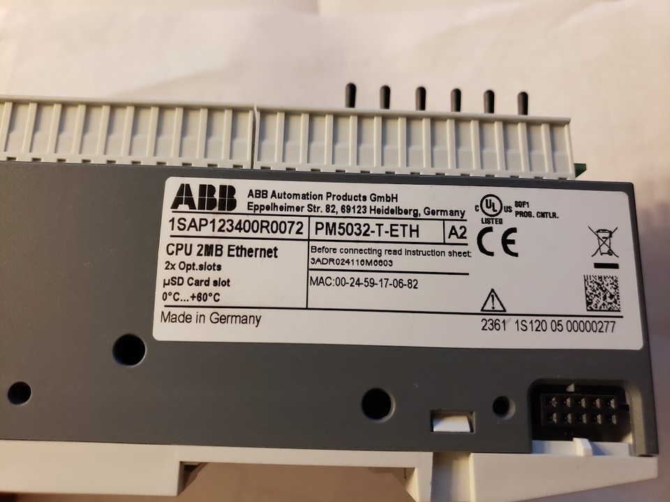 ABB PM5032-T-ETH AC500 V3 PROGRAMMABLE LOGIC CONTROLLER WITH TOGGLE ...