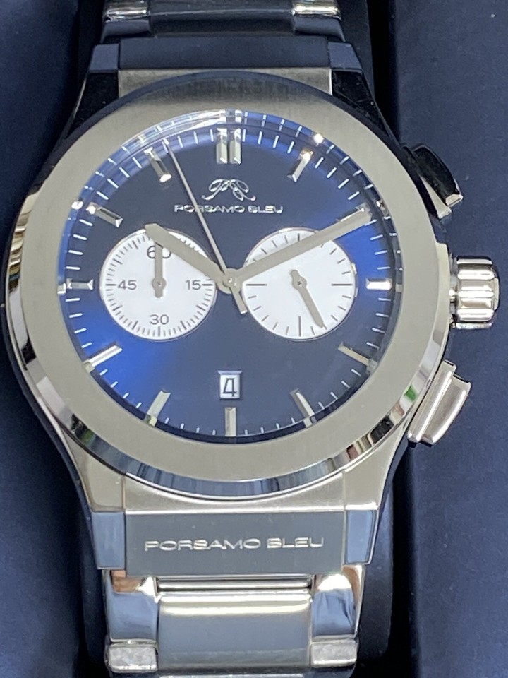 Mens Luxury Watch Porsamo Bleu 42mm Austin Quartz Chronograph S. Steel ...