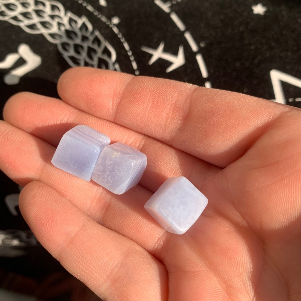 9g 3pcs Blue Lace Agate Cube Crystal Block For Calming Energy Anxiety ...