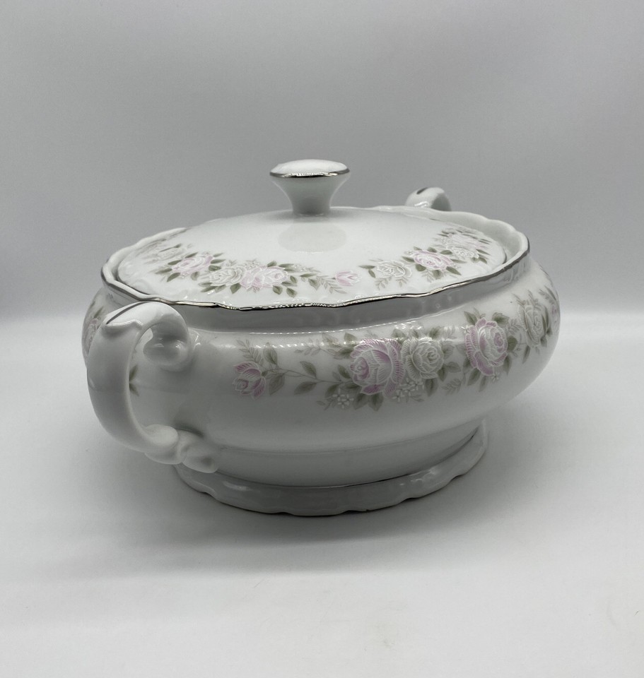 Sheffield Porcelain Fine China Classic 501 Covered Serving Bowl Silver ...