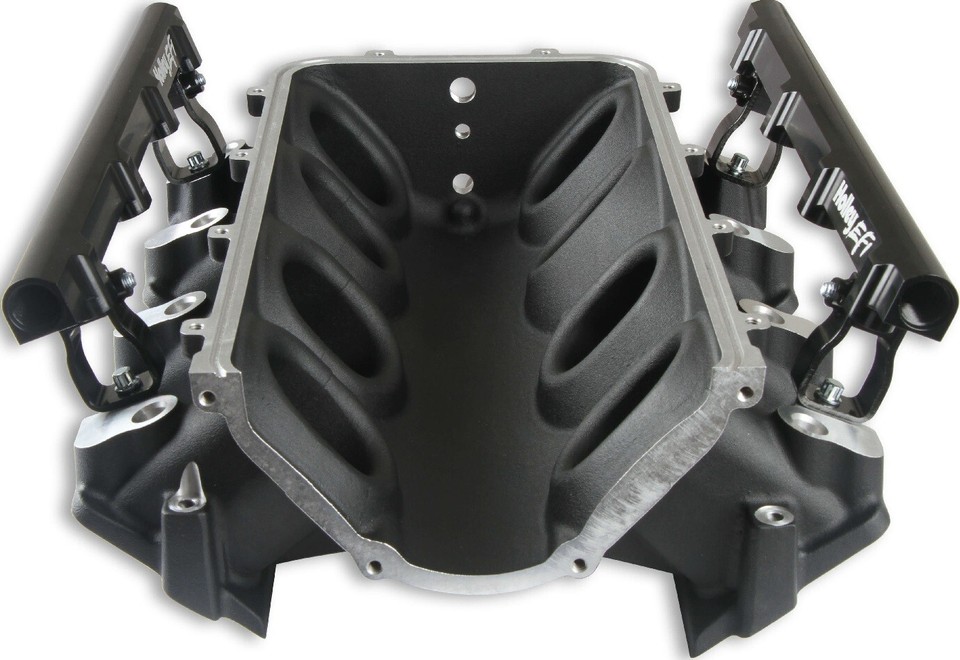 HOLLEY LS3 ULTRA LO-RAM MANIFOLD BASE & FUEL RAILS,FRONT FEED,BLACK,GM ...