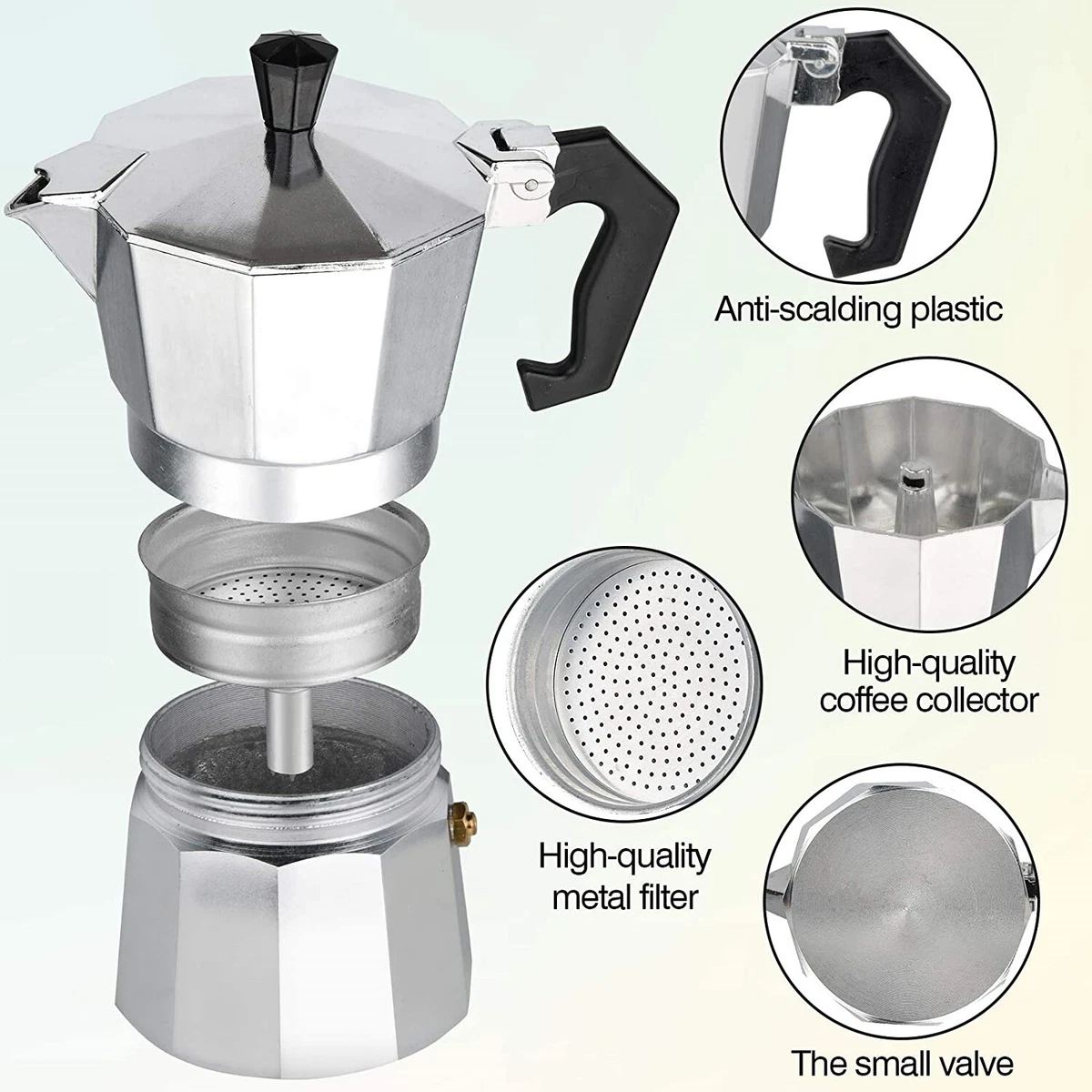Stove Top Espresso Cuban Coffee Maker Pot Cappuccino Latte