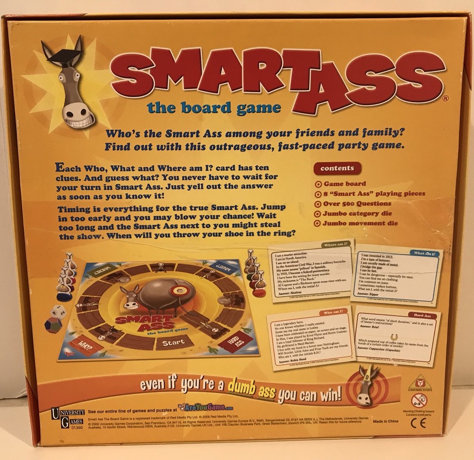 2007 Smart Ass The Board Game Trivia Game University Games 794764013603 ...