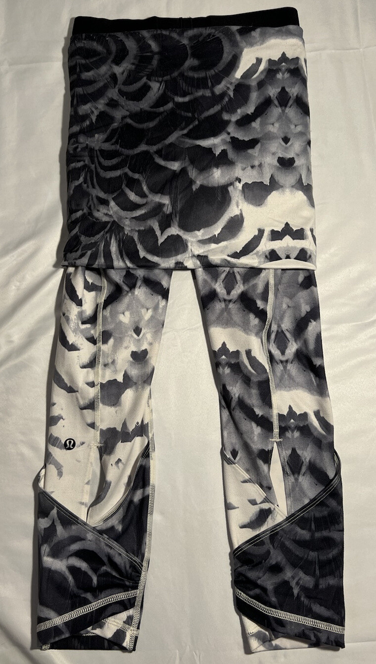 Lululemon Yin To You Skirted Crop Legging Pretty Plume Angel Wing Women ...