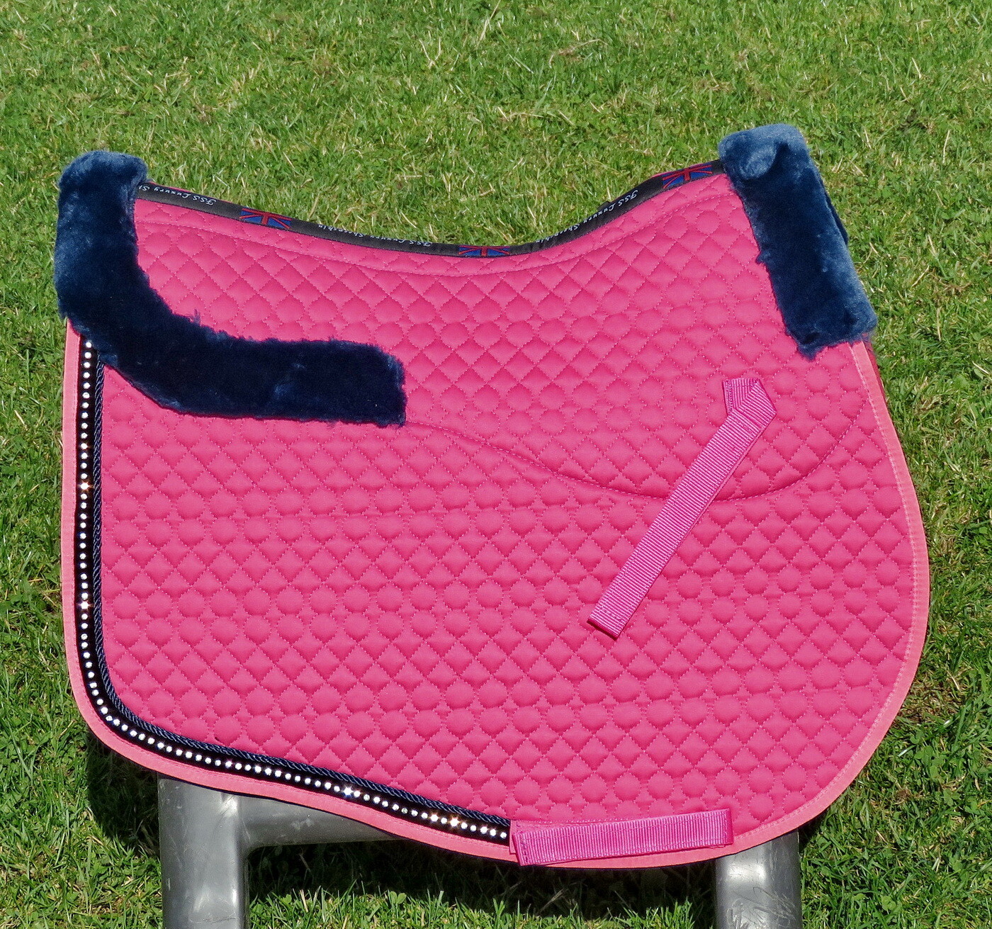 FSS FAUX SHEEPSKIN FUR SaddleCloth Crystal Bling GP Dressage Square ...