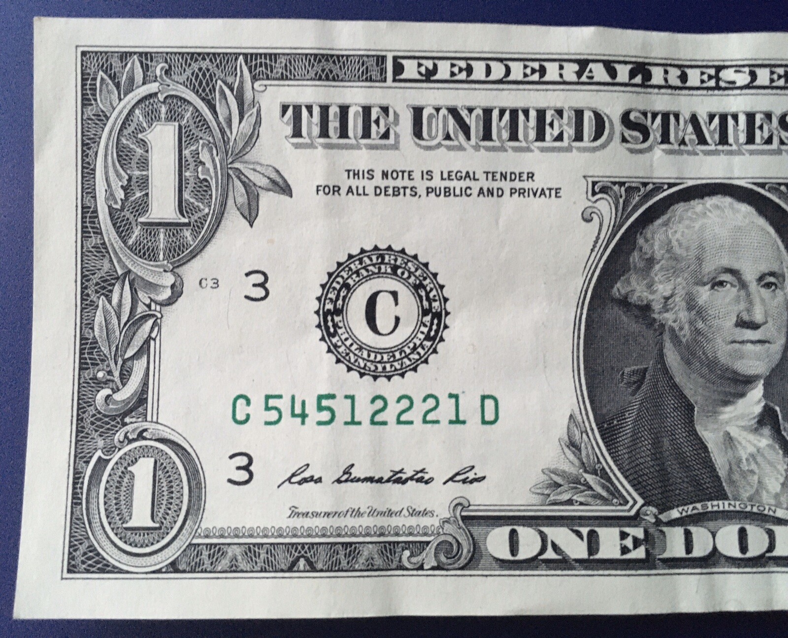 2013 $1 One Dollar Bill ERROR Over Ink 5 Serial Number Inking Misprint ...