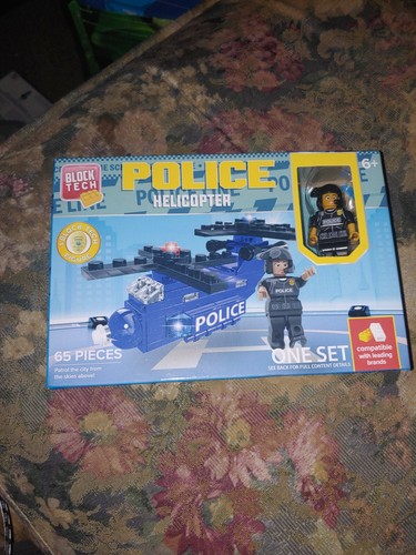 Block Tech Police Helicopter, Building Blocks, AA Female Pilot 65 Piece ...