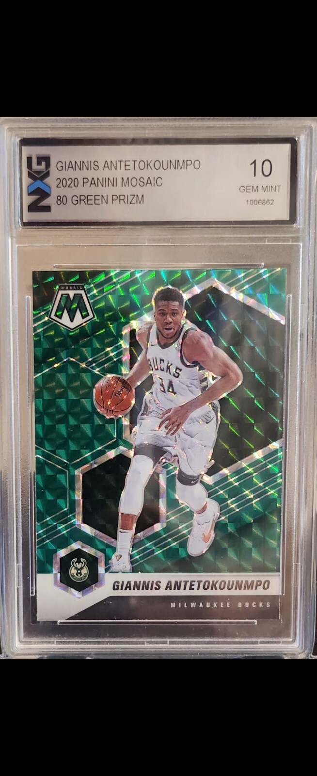 2020 PANINI MOSIAC #80 GIANNIS ANTETOKOUNMPO GREEN MOSAIC GEM MT 10 ...