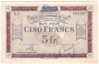 FRANCE 5 FRANCS 1923 P:R6 XF+ Occupied German Territory | eBay