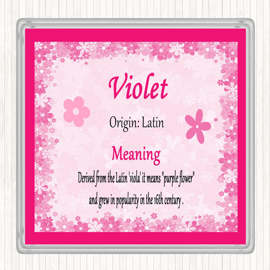 Violet Name Meaning Drinks Mat Coaster Pink | eBay