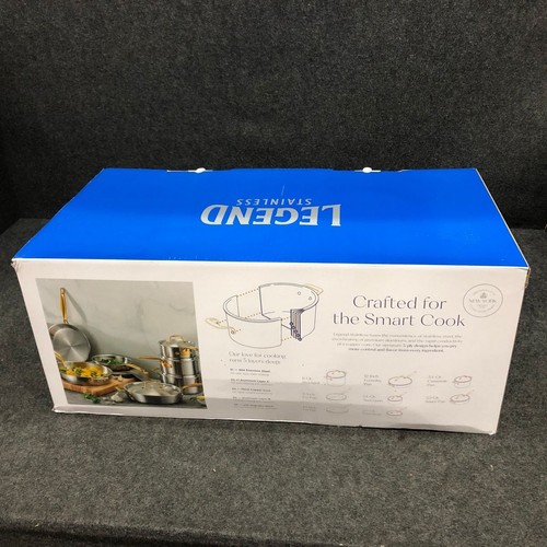 LEGEND 14-Piece 5-Ply Copper Core Cookware Set, Chrome Finish w/Gold ...