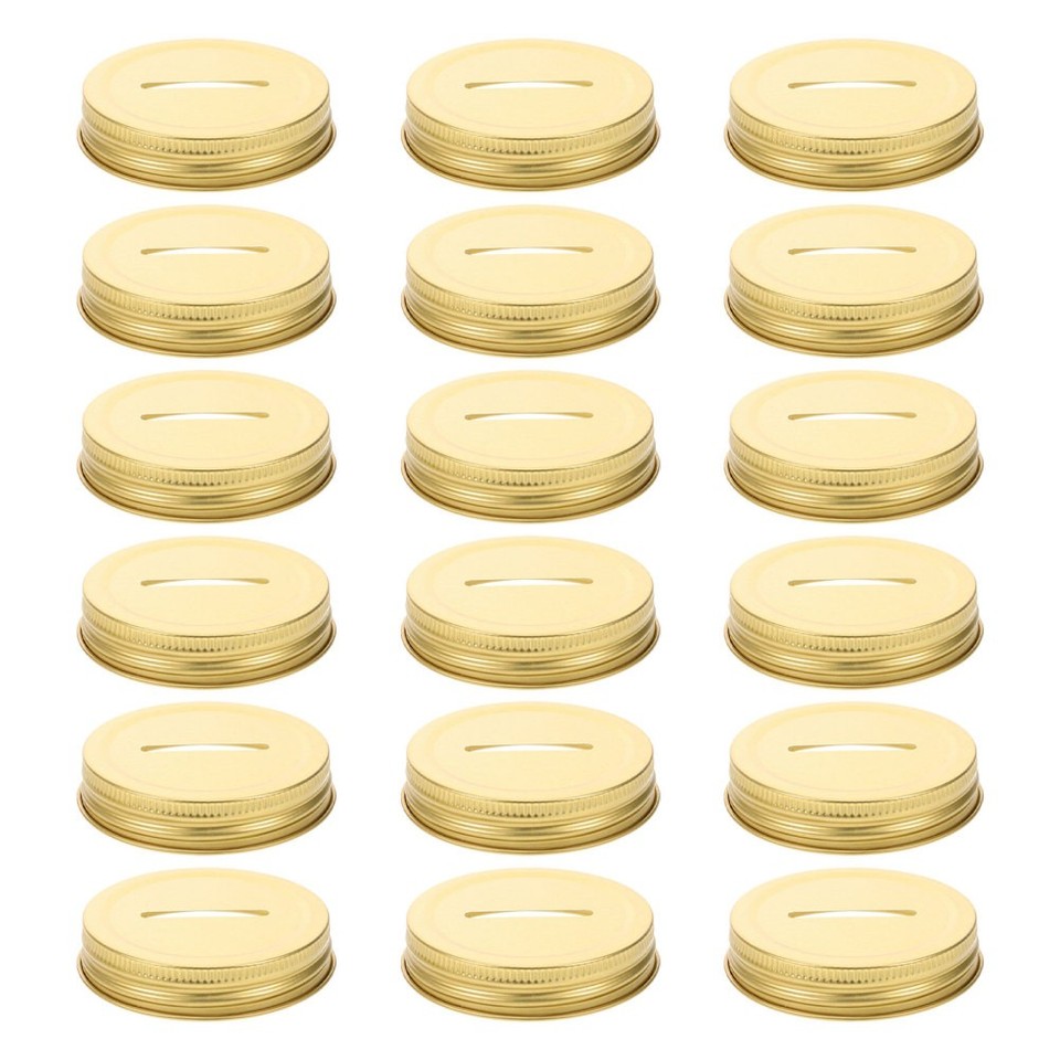 18pcs Regular Mouth Jar Lids with Money Slot - Small Piggy Bank Cover ...
