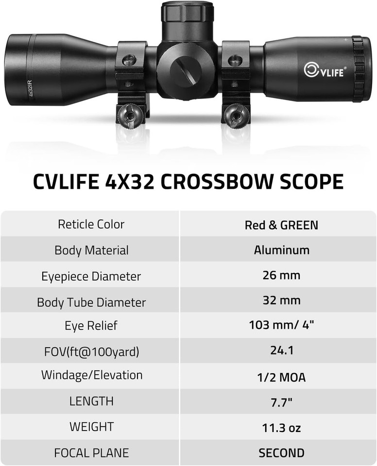 Crossbow Scope, Red Green Illuminated Compact Crossbow Scopes for ...