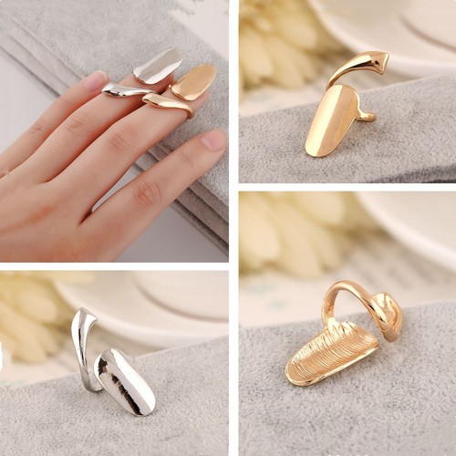 Women Nail Art Metal Jewelry Fingertip Nail Ring Finger Nail Rings Nail ...