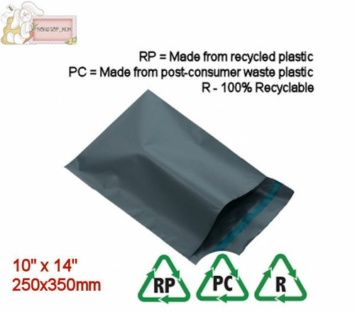 100 GREY Mailing Postage Parcel Post Bags 10" x 14" Self Seal 250x250mm ...