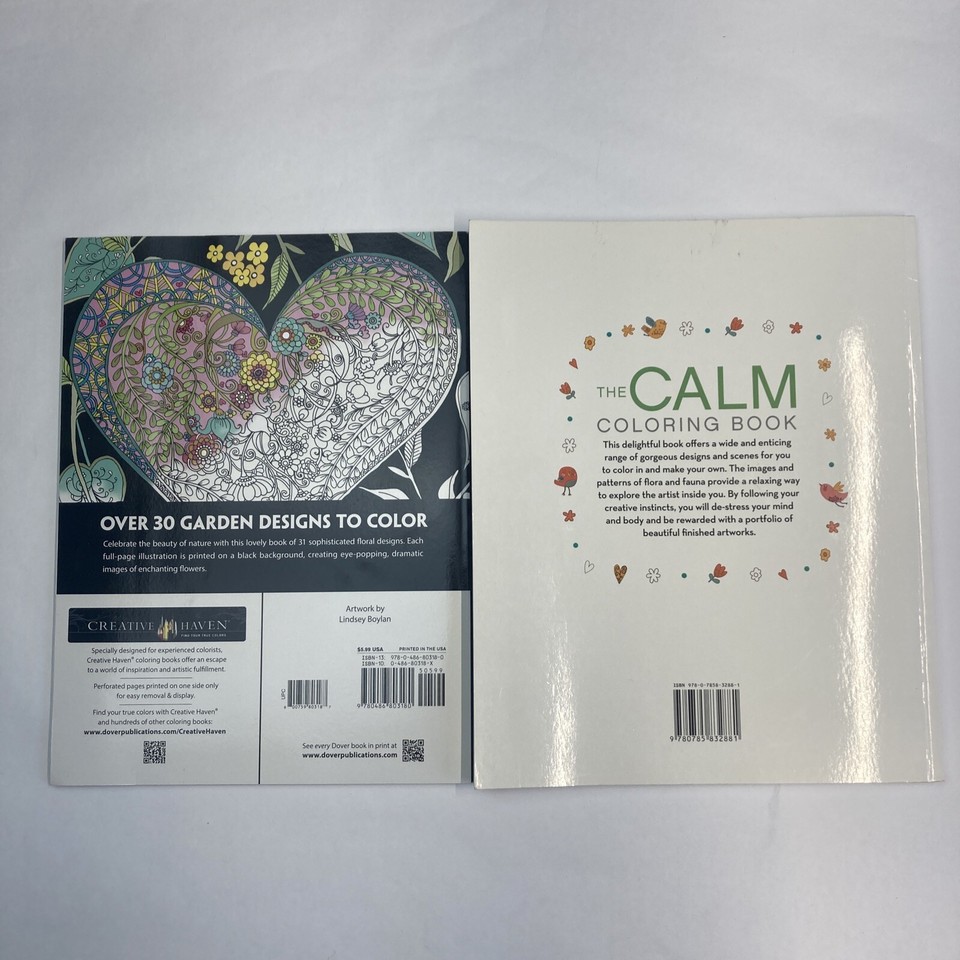 Adult Coloring Books 2 Book Lot Midnight Garden The Calm Coloring Book ...