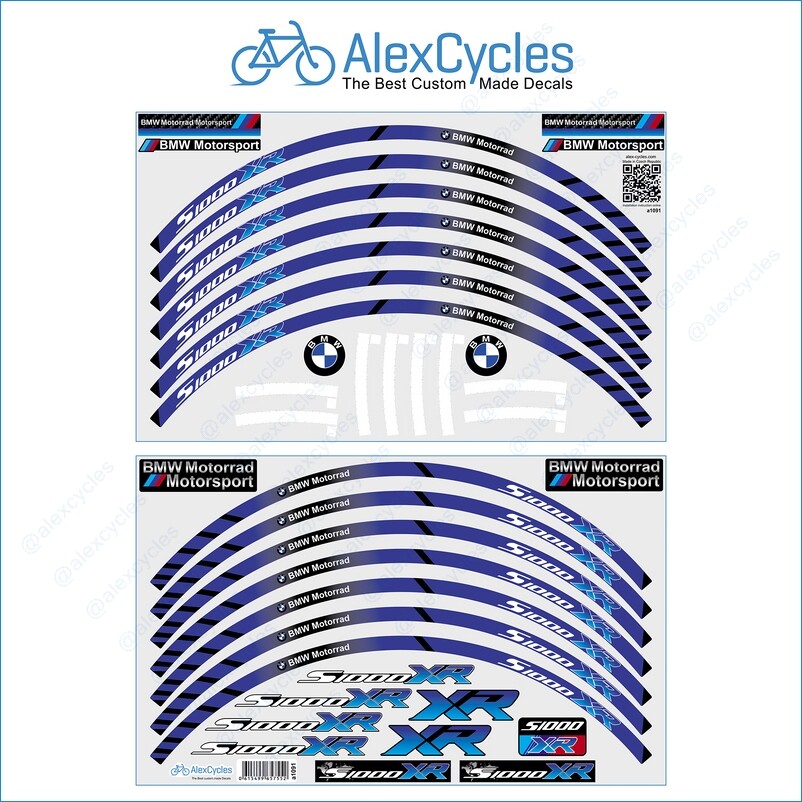 BMW Motorrad Motorsport S1000XR Laminated Stickers Wheel Rim Decals ...