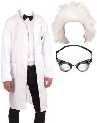 Adult Crazy Professor Mad Scientist Costume Set Old Man Grandpa Fancy ...