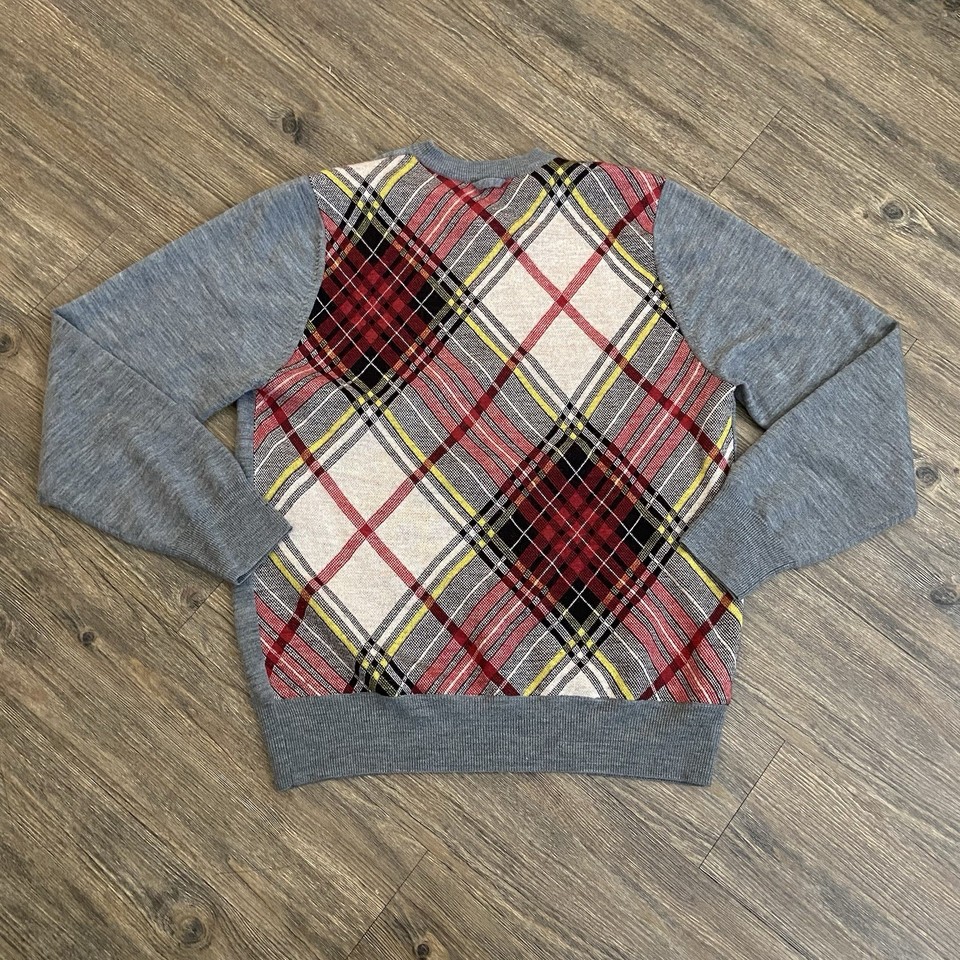 Fred Perry V-Neck Jumper Wool Sweater Check Pattern Long Sleeve Mens ...