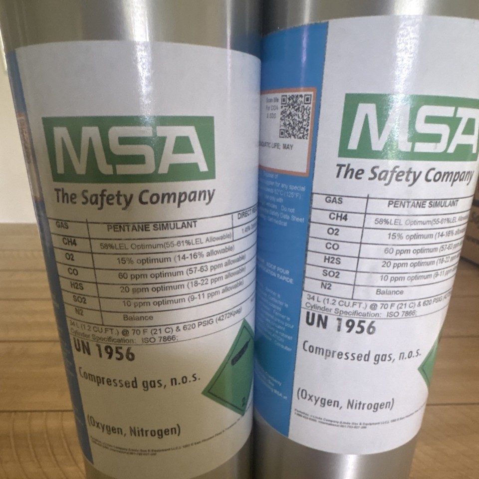 MSA Pentane Simulant Calibration Gas Cylinder UN1956 MPN 10098855 Exp ...