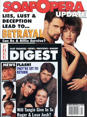 SOAP OPERA UPDATE Magazine March 8 1994 Robert Kelker-Kelly Lisa Rinna ...