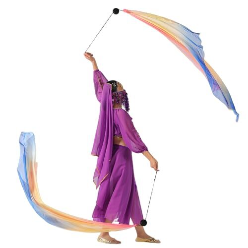 Elegant Silk Veil Scarf with Poi Ball Silk Poi Flags for Dance Flow ...