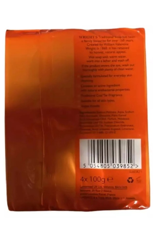 Wright's Coal Tar Soap 100g Traditional Antiseptic 4 Packs (16 bars ...